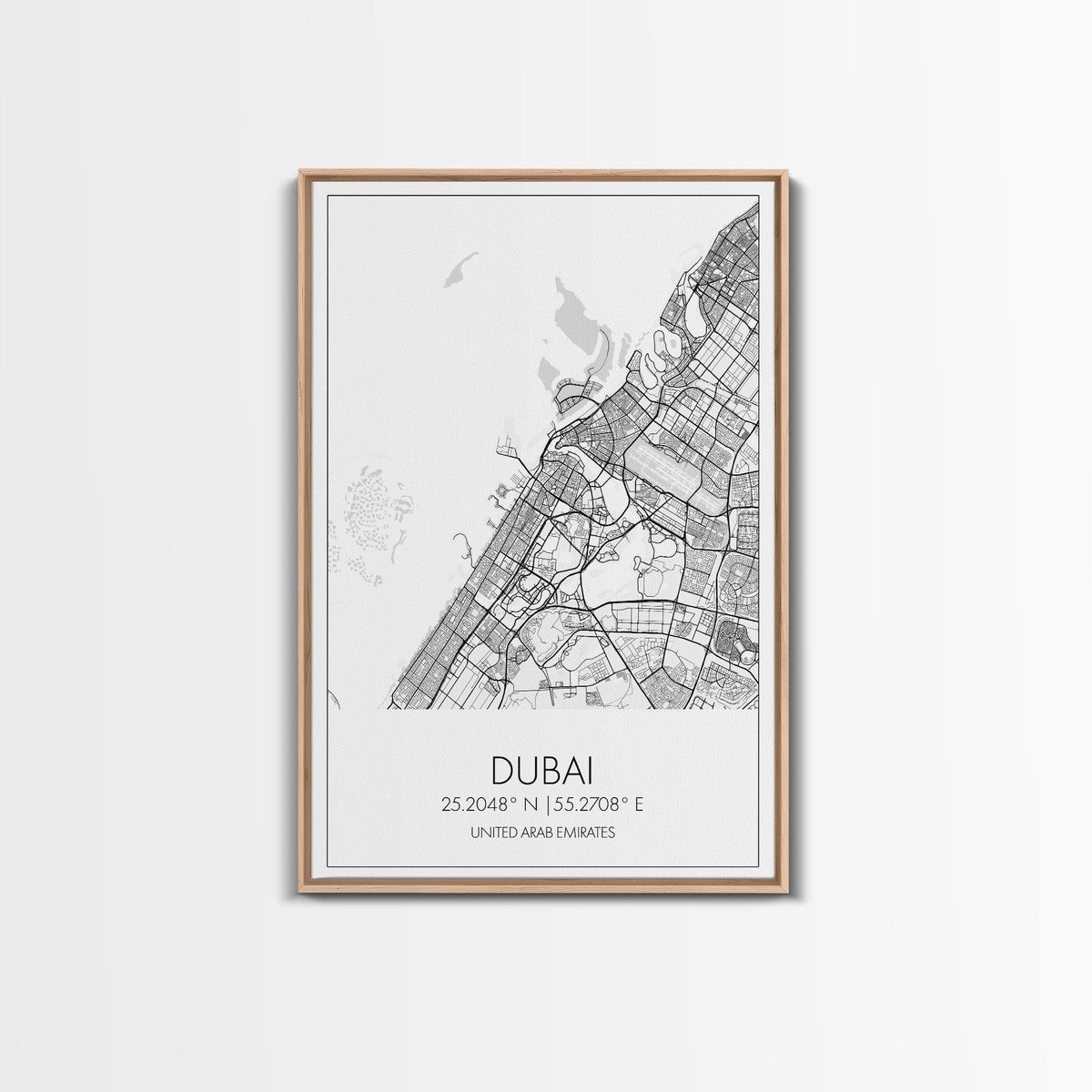 Dubai Street Map, UAE Map, City Map Art, Minimalist Art, Wall Art, Can