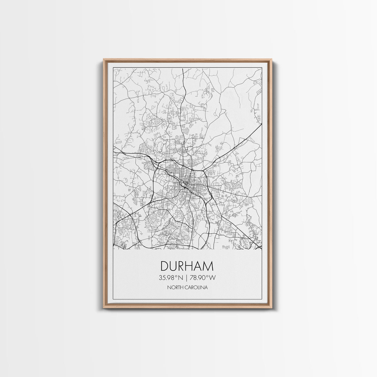 Durham Street Map, North Carolina Map, City Map Art, Minimalist Art, W