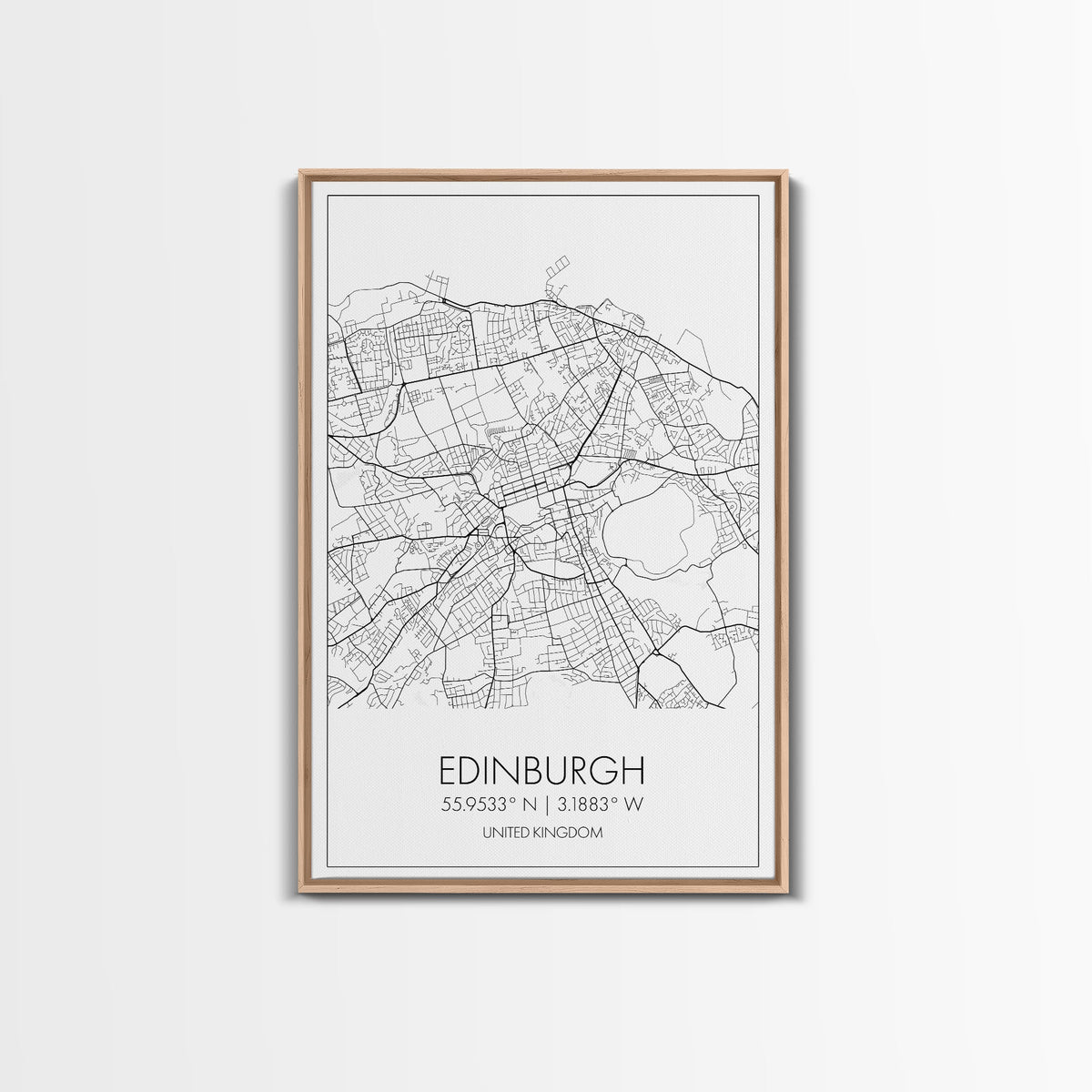Edinburgh Street Map, United Kingdom Map, Europe City Map Art, Minimal