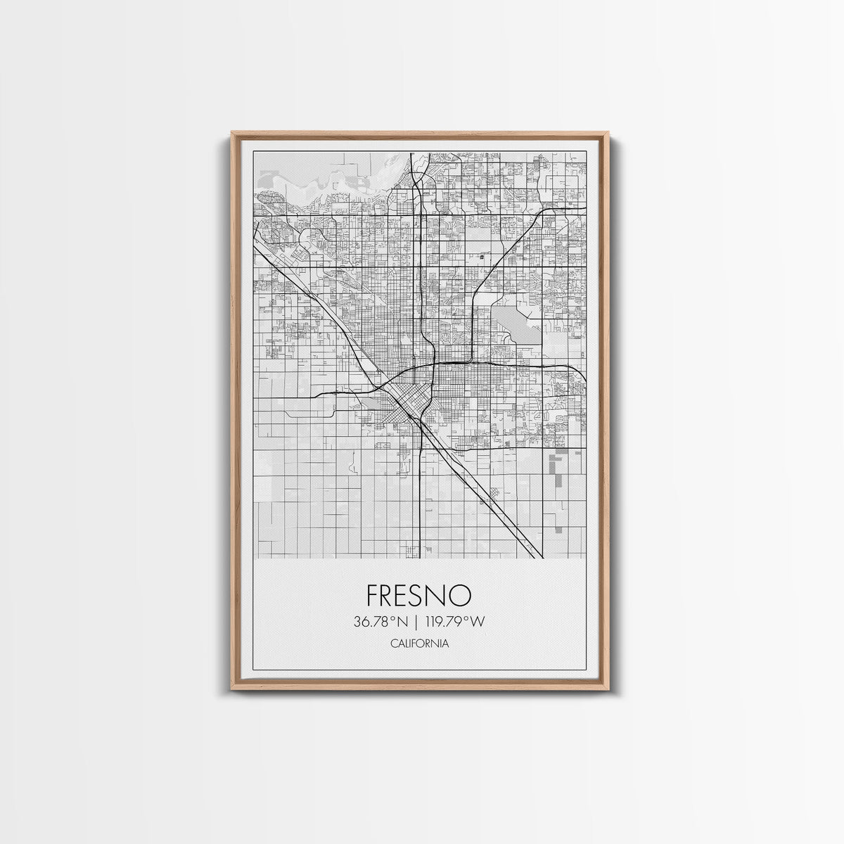 Fresno Street Map, California Map, City Map Art, Minimalist Art, Wall