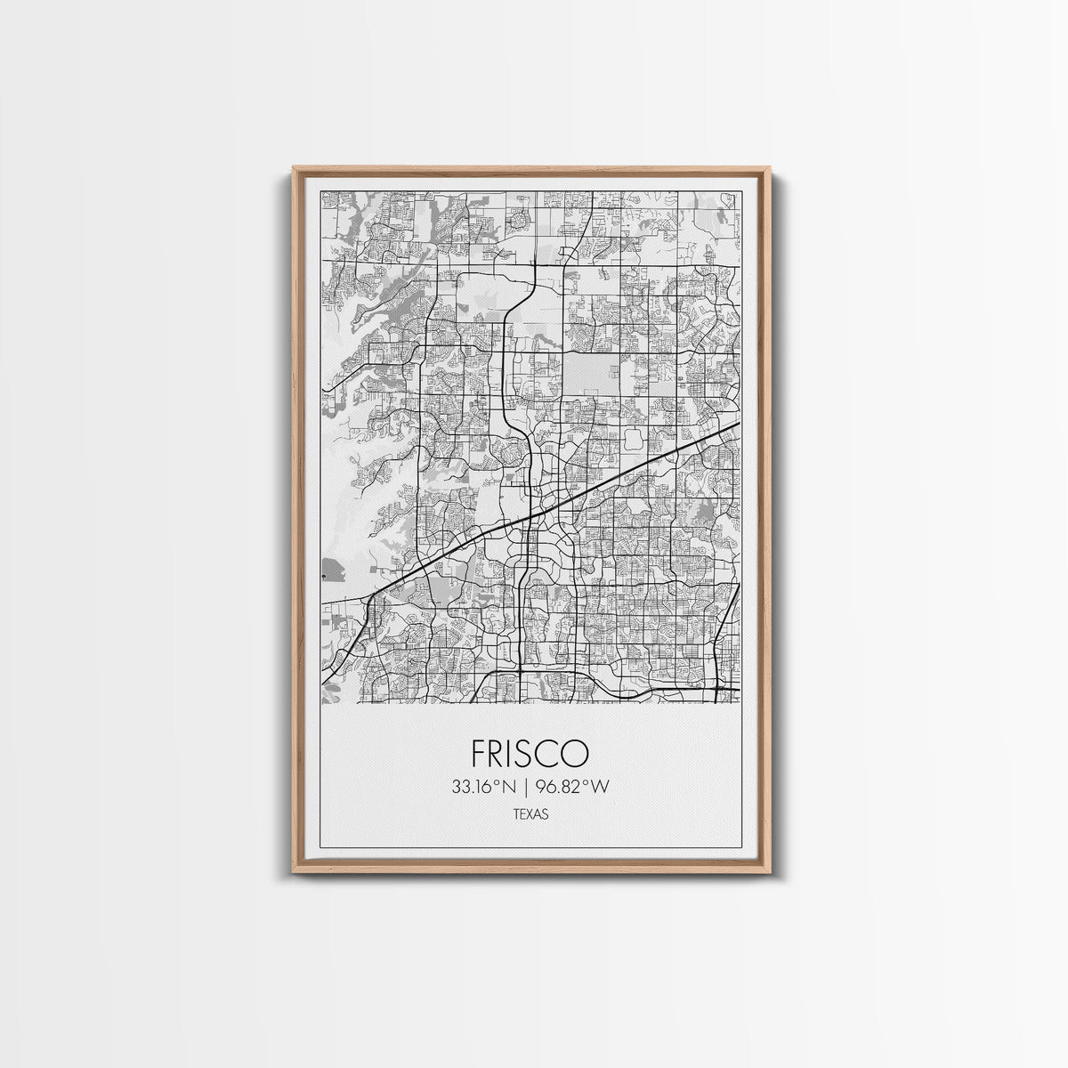 Frisco Street Map, Texas Map, City Map Art, Minimalist Art, Wall Art,