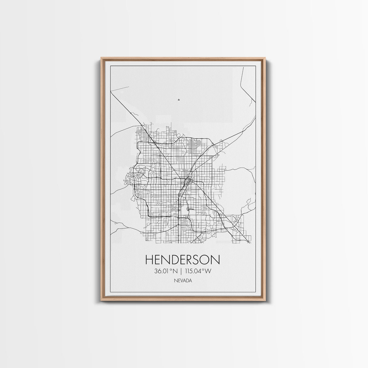 Henderson Street Map, Nevada Map, City Map Art, Minimalist Wall Art, W
