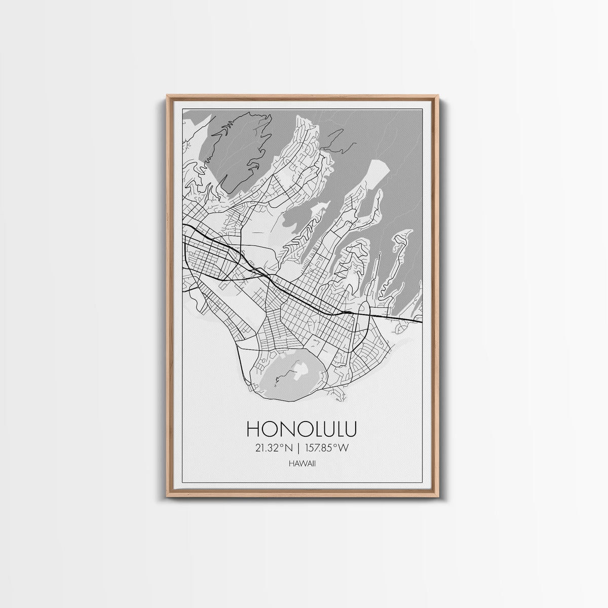 Honolulu Street Map, Hawaii Map, ity Map Art, Minimalist Art, Wall Art