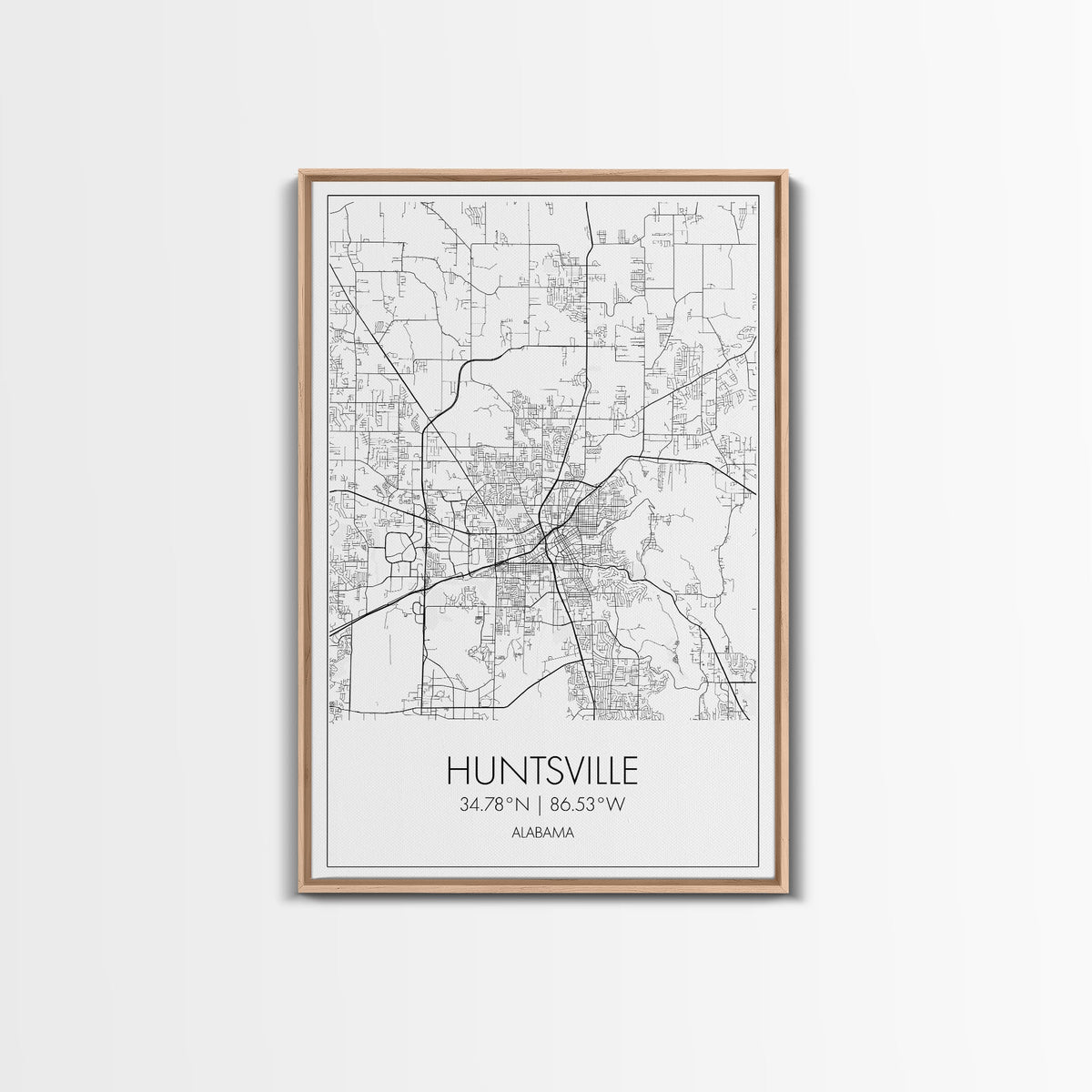 Huntsville Street Map, Alabama Map, City Map Art, Minimalist Art, Wall