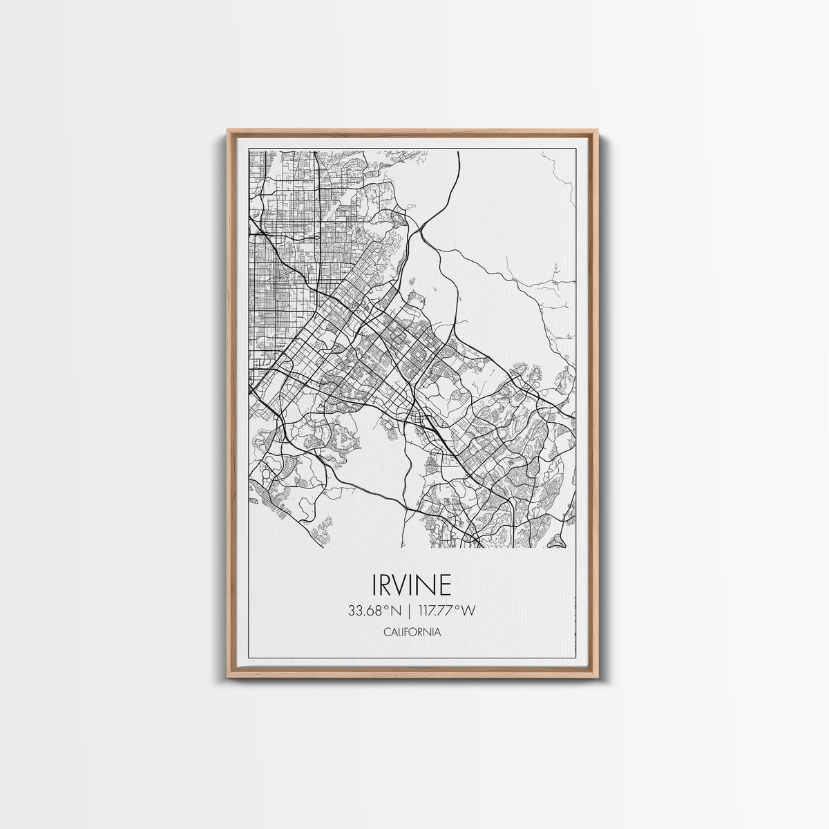 Irvine Street Map, California Map, City Map Art, Minimalist Art, Wall