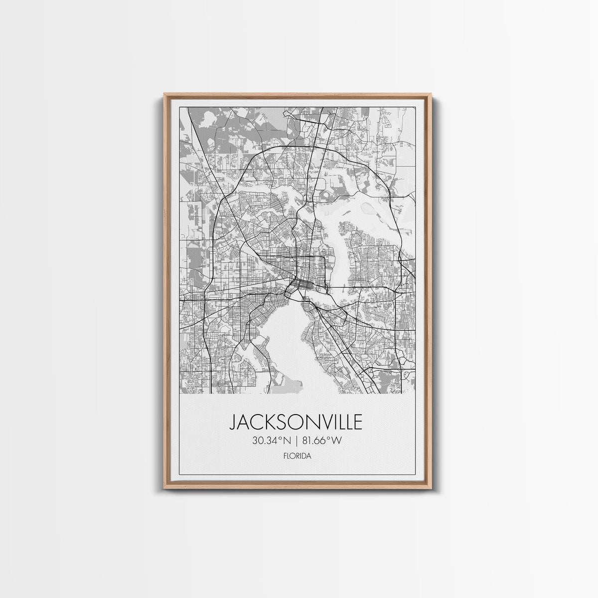 Jacksonville Street Map, Florida Map, City Map Art, Minimalist Art, Wa