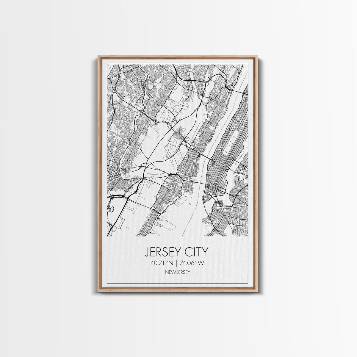 Jersey City Street Map, New Jersey Map, City Map Art, Modern Wall Art,