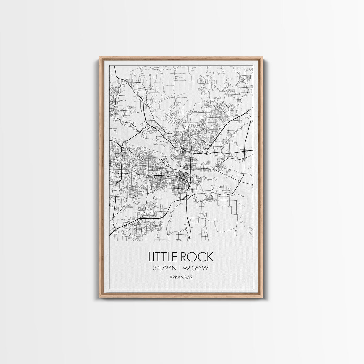 Little Rock Street Map, Arkansas Map, City Map Art, Modern Wall Art, W