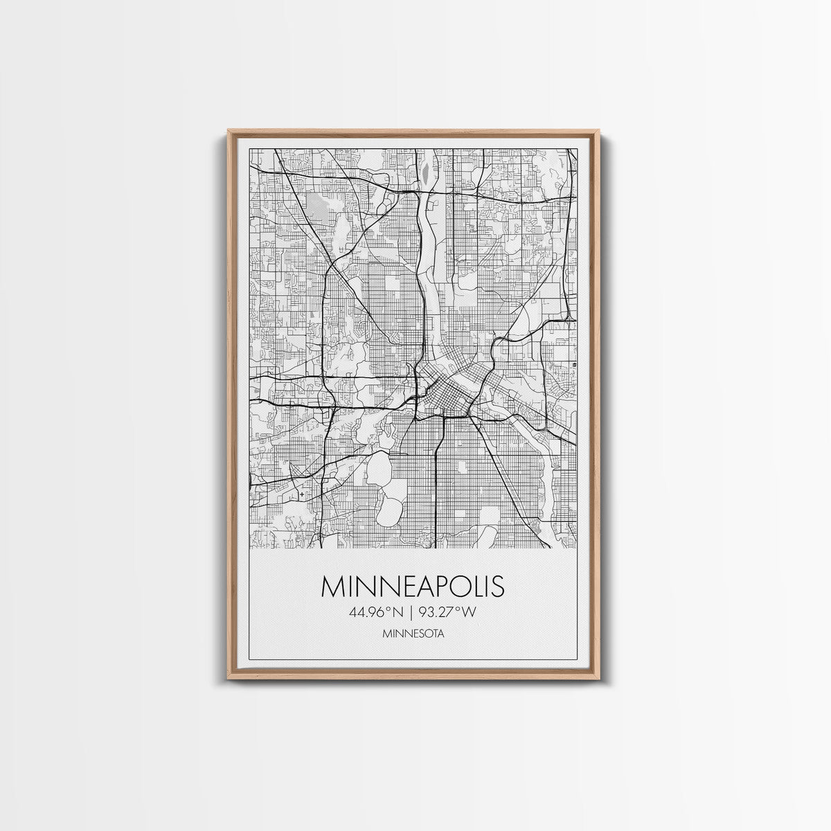 Minneapolis Street Map, Minnesota Map, City Map Art, Modern Art, Wall