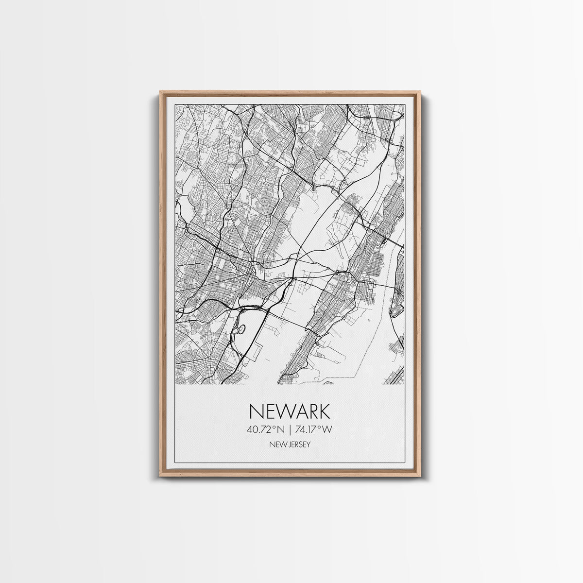 Newark Street Map, New Jersey Map, City Map Art, Modern Art, Wall Art,