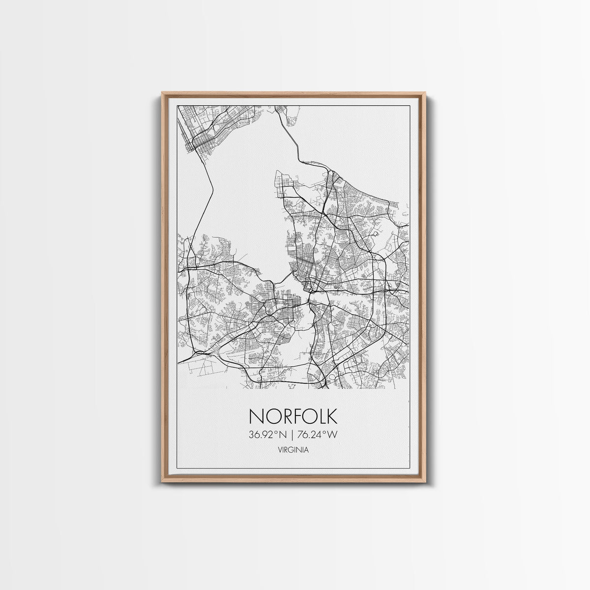 Norfolk Street Map, Virginia Map, City Map Art, Modern Art, Wall Art,