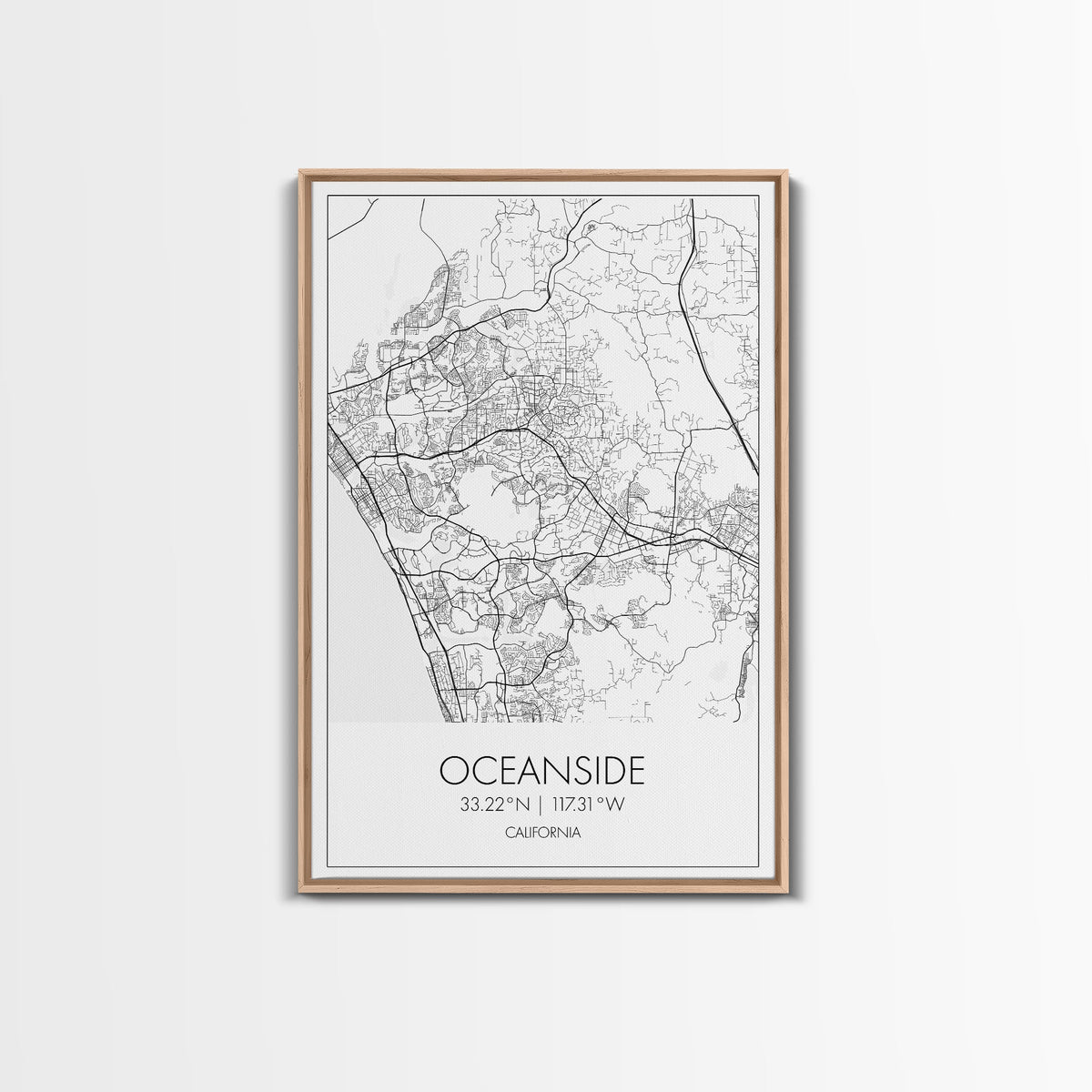 Oceanside Street Map, California Map, City Map Art, Modern Art, Wall A