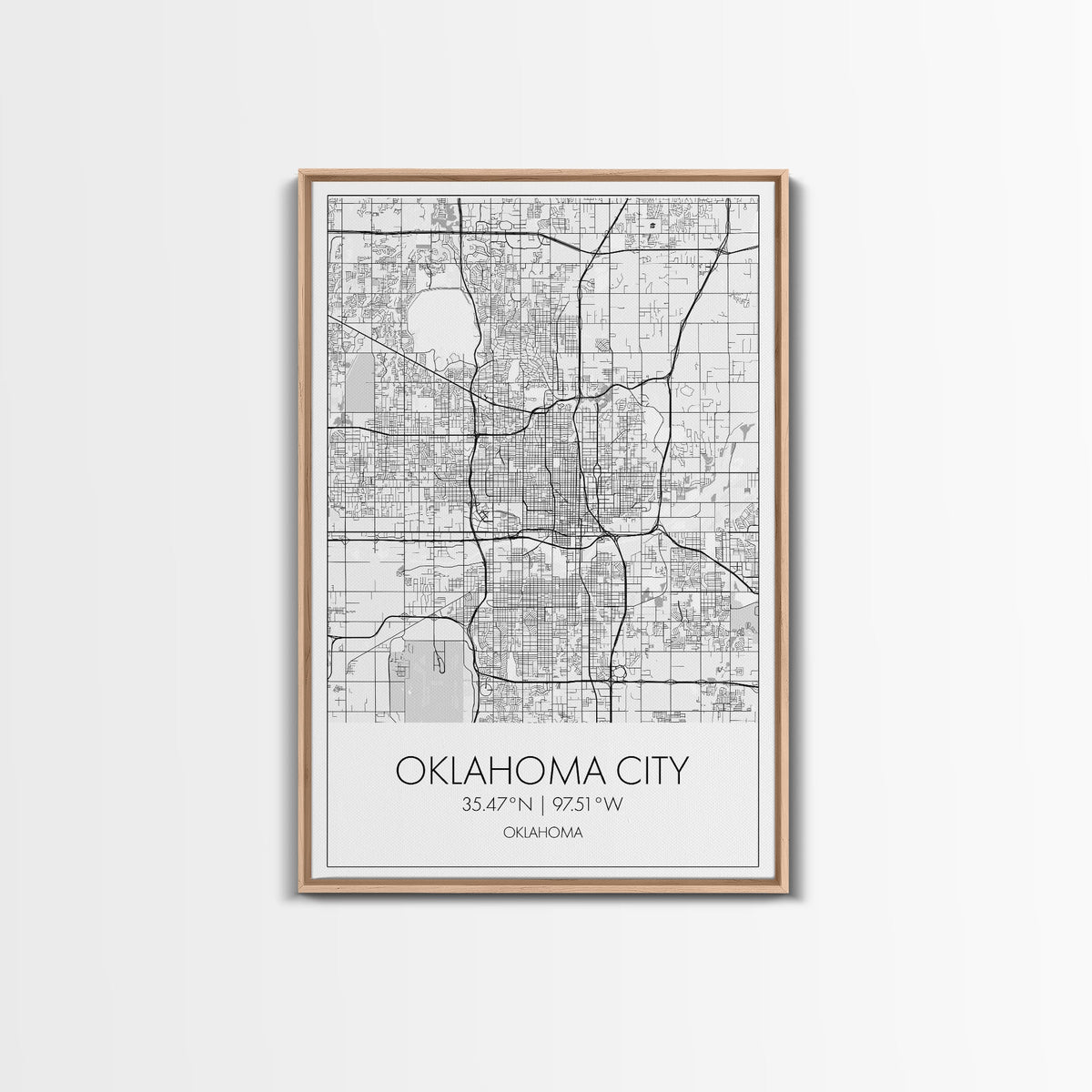 Oklahoma City Street Map, Oklahoma Map, City Map Art, Modern Art, Wall