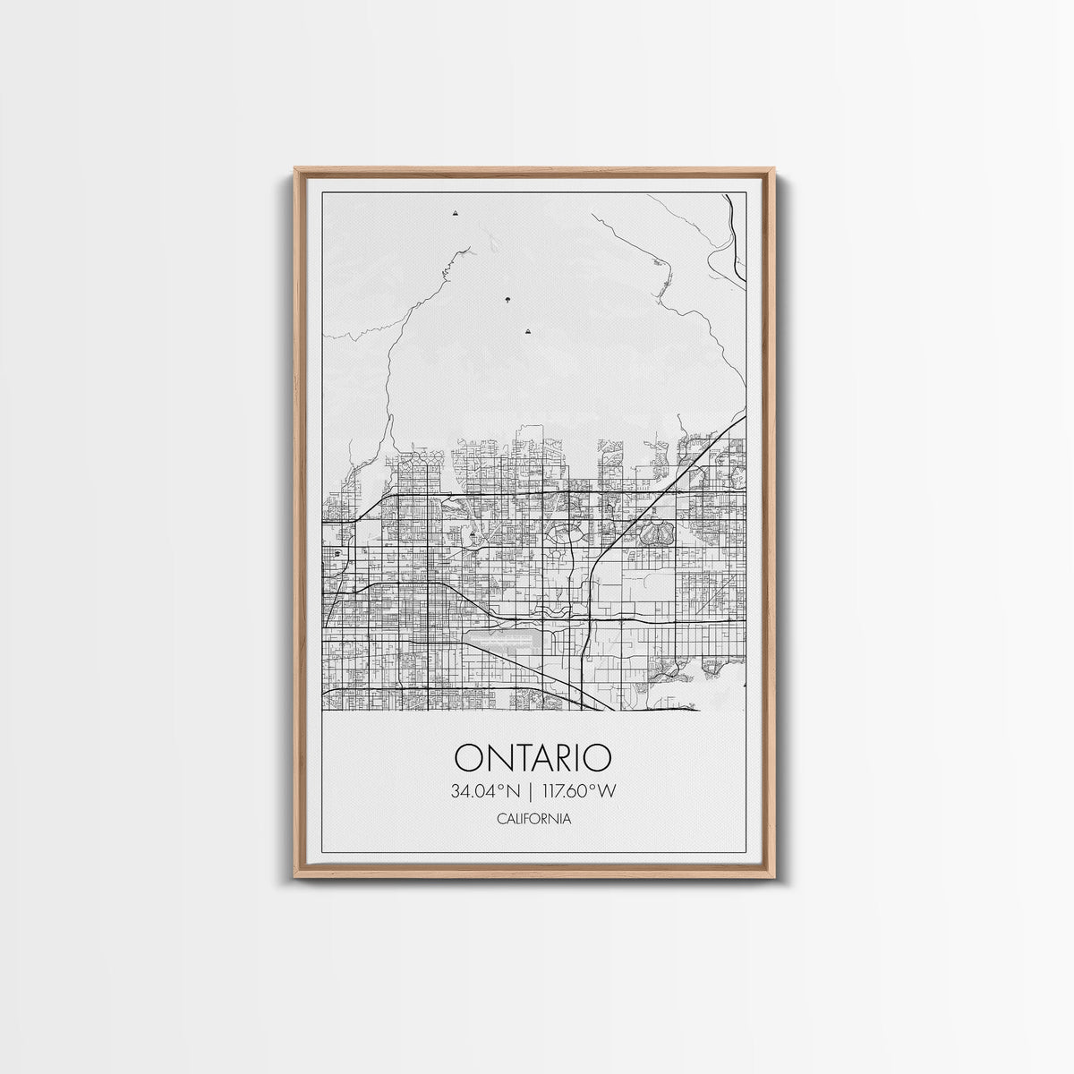 Ontario Street Map, California Map, City Map Art, Modern Art, Wall Art