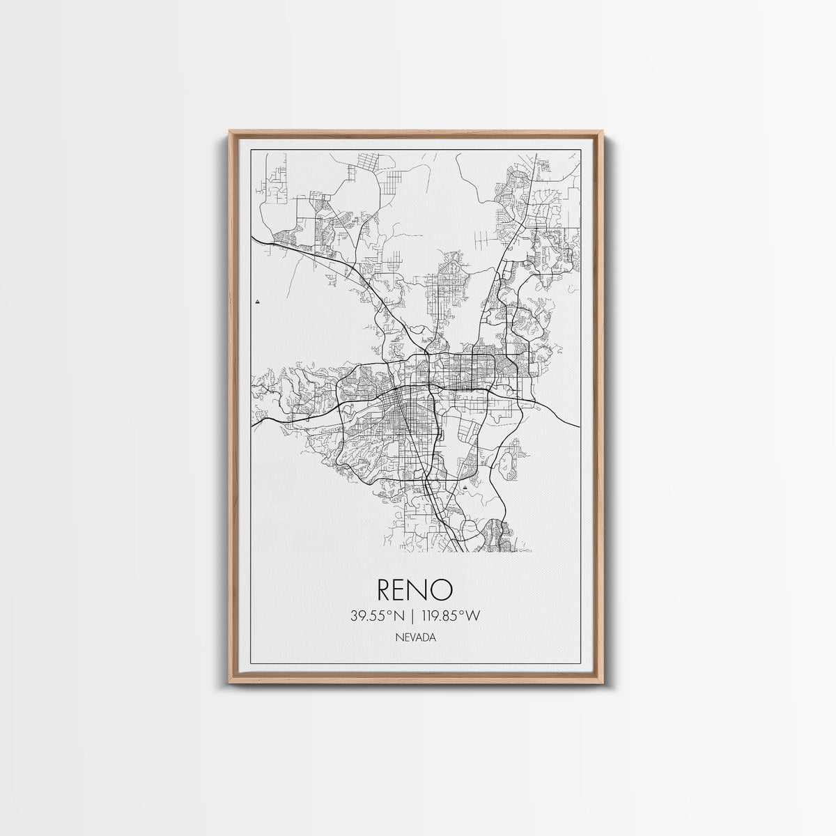 Reno Street Map, Nevada Map, City Map Art, Minimalist Art, Wall Art, C
