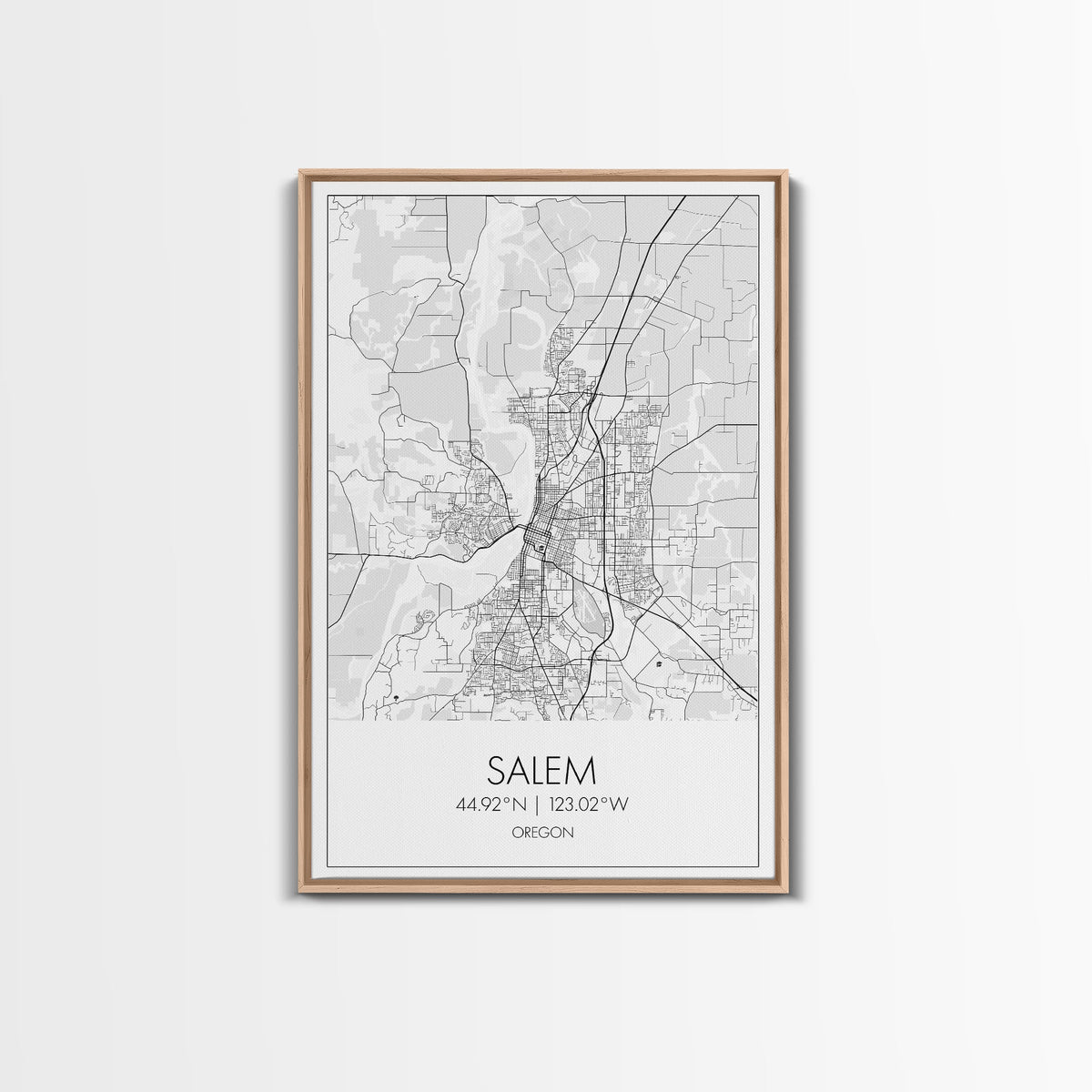 Salem Street Map, Oregon Map, City Map Art, Minimalist Art, Wall Art,