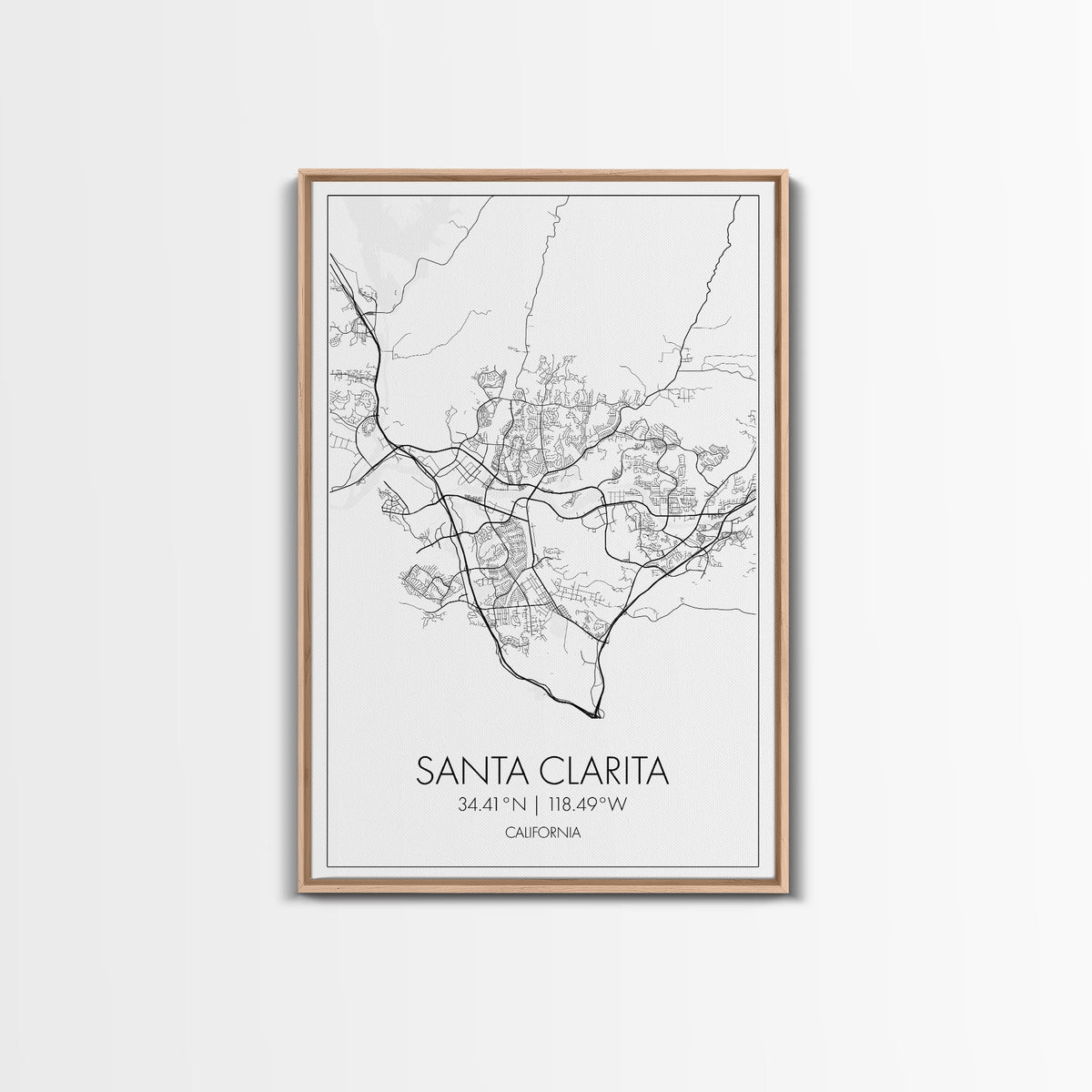 Santa Clarita Street Map, California Map, City Map Print, Minimalist A