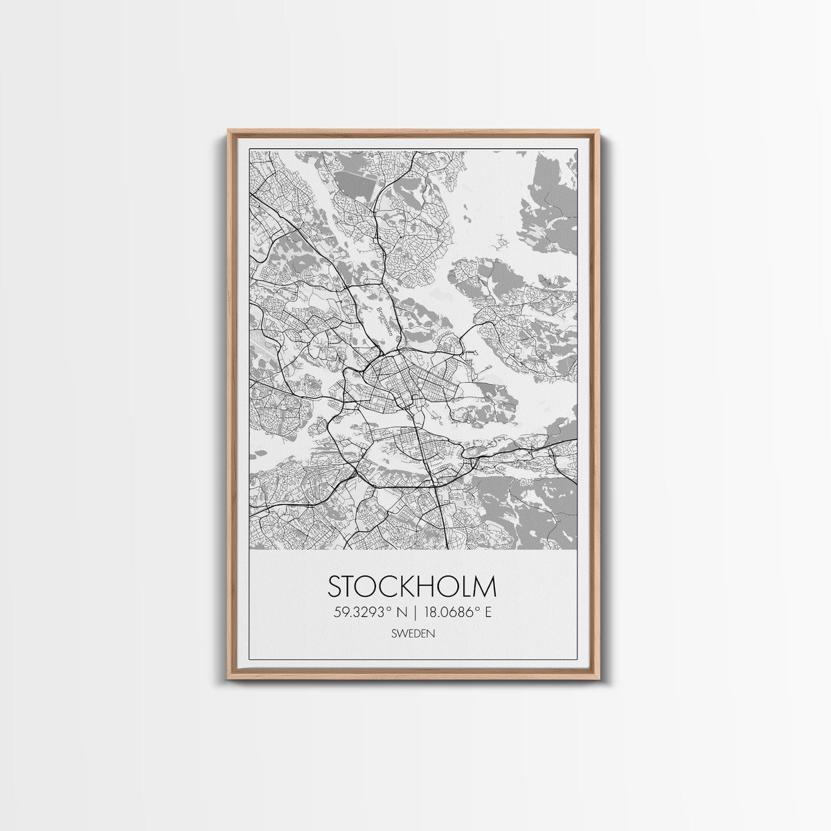 Stockholm Street Map, Sweden Map, Europe City Map Print, Modern Wall A