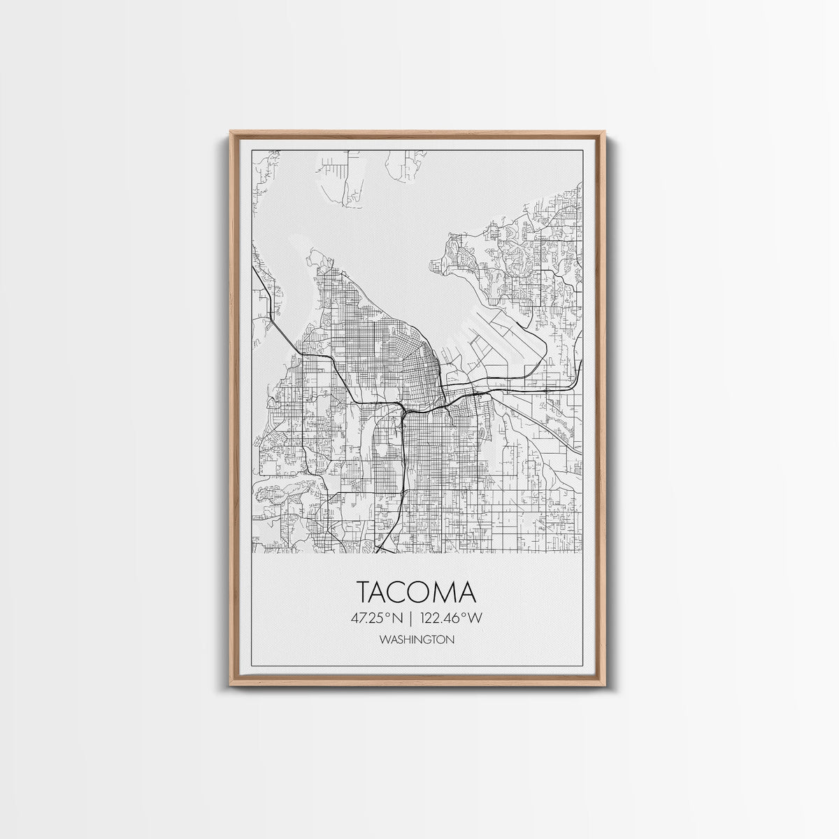 Tacoma Street Map, Washington Map, City Map Print, Modern Wall Art, Wa