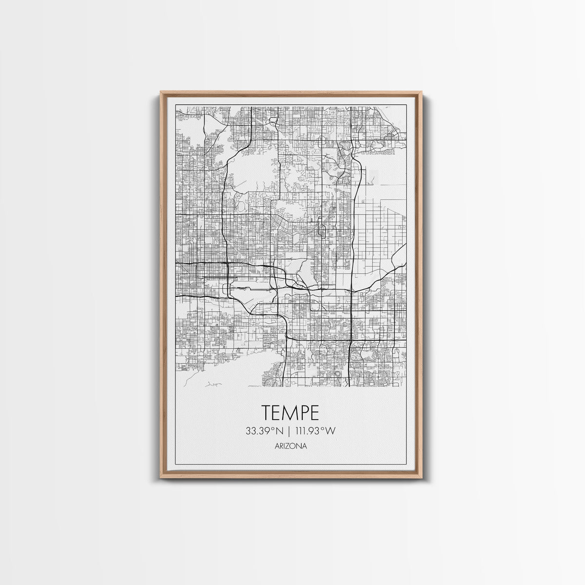 Tempe Street Map, Arizona Map, City Map Print, Modern Wall Art, Wall A