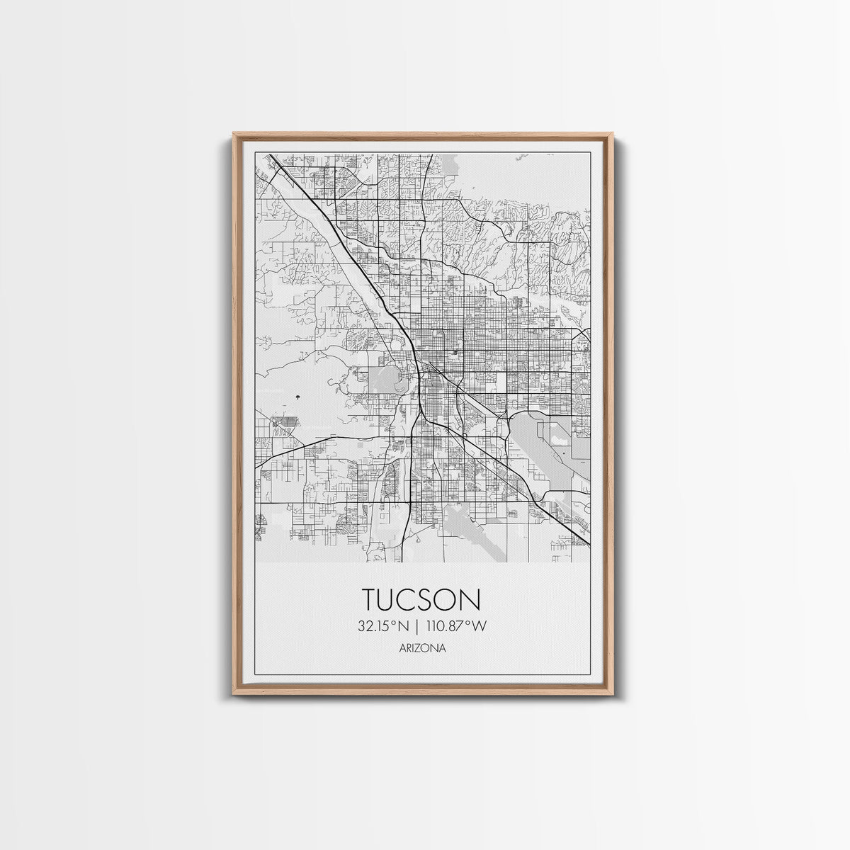 Tucson Street Map, Arizona Map, City Map Print, Modern Wall Art, Wall
