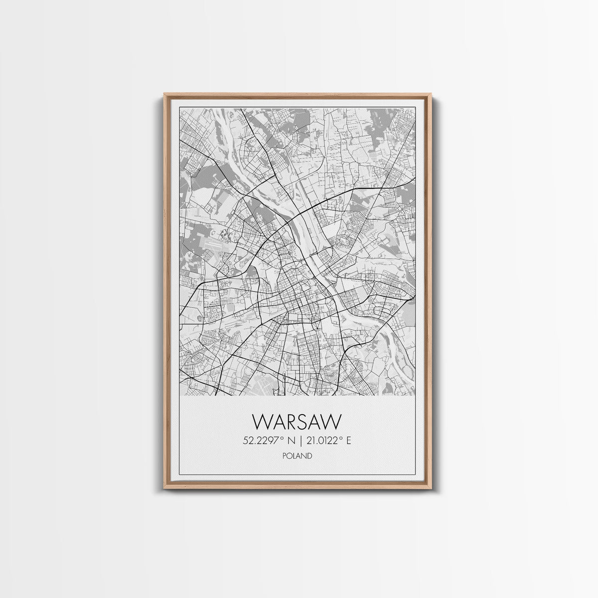 Warsaw Street Map, Poland Map, Europe City Map Print, Minimalist Art,