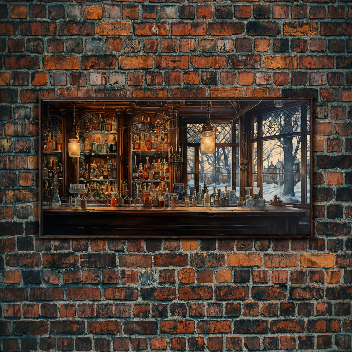 Tavern Wall Art, Bar Art, Winter Art, Canvas Print, Wall Hanging, Pano