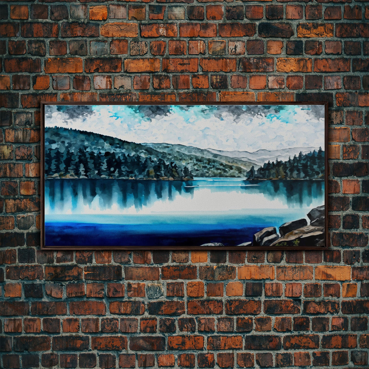 Blue Lake Art | Framed Canvas Print | Blue Lake Painting | Oregon Lake