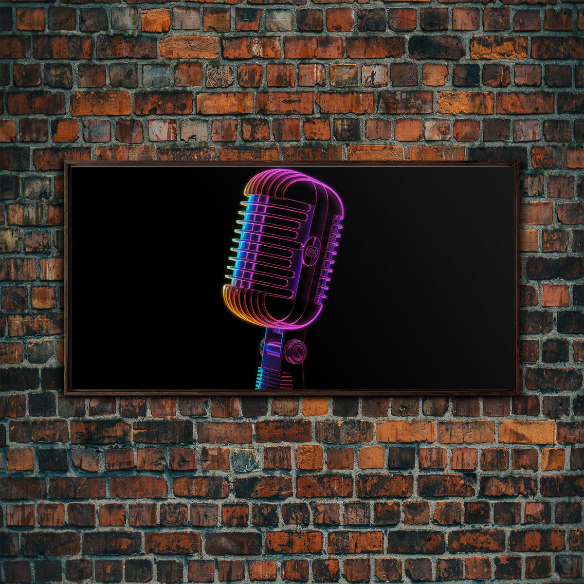 Neon Lights Retro Microphone Wall Decor, Mic Wall Art, Minimalist Art,