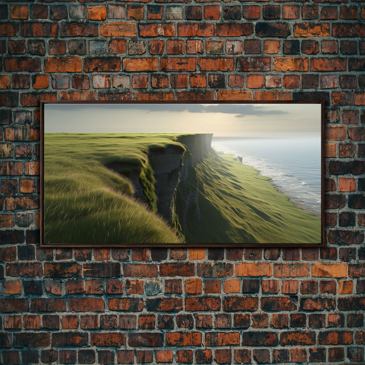 Grassy Cliff Wall Decor, Ocean Wall Art, Nature Wall Decor, Large Wall