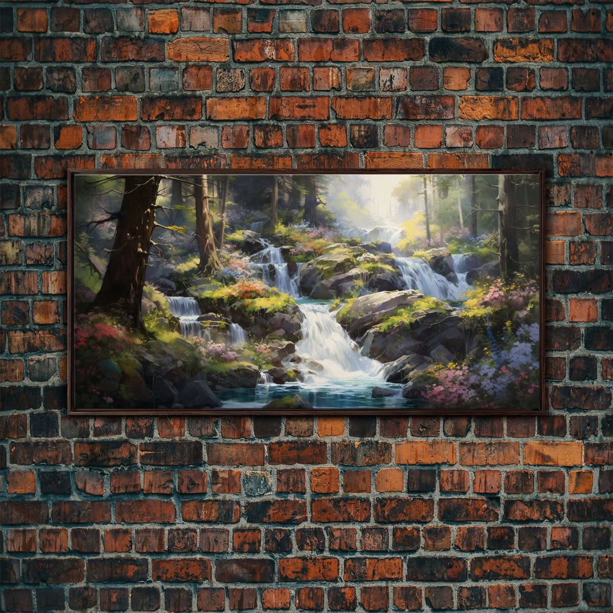 Waterfall Art, Framed Canvas Print, Modern Art Painting, Minimalist Wa