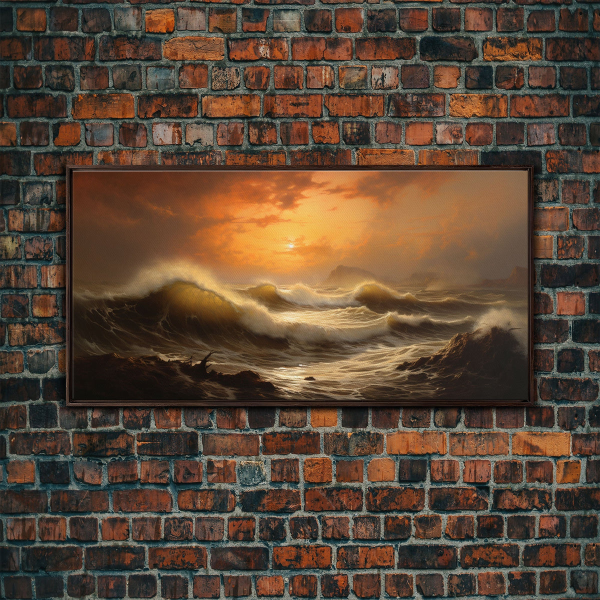 The Angry Sea, Framed Canvas Print, Oil Painting Reproduction, Ocean A