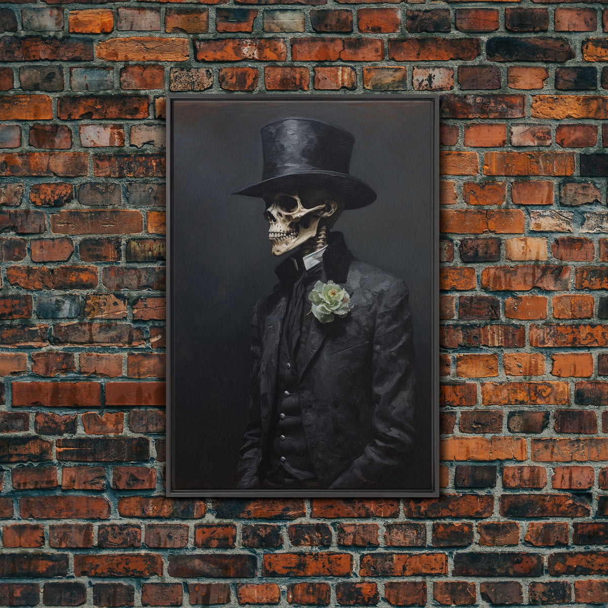 The Dapper Gentleman Skeleton, Spooky Halloween Wall Art, Canvas Print