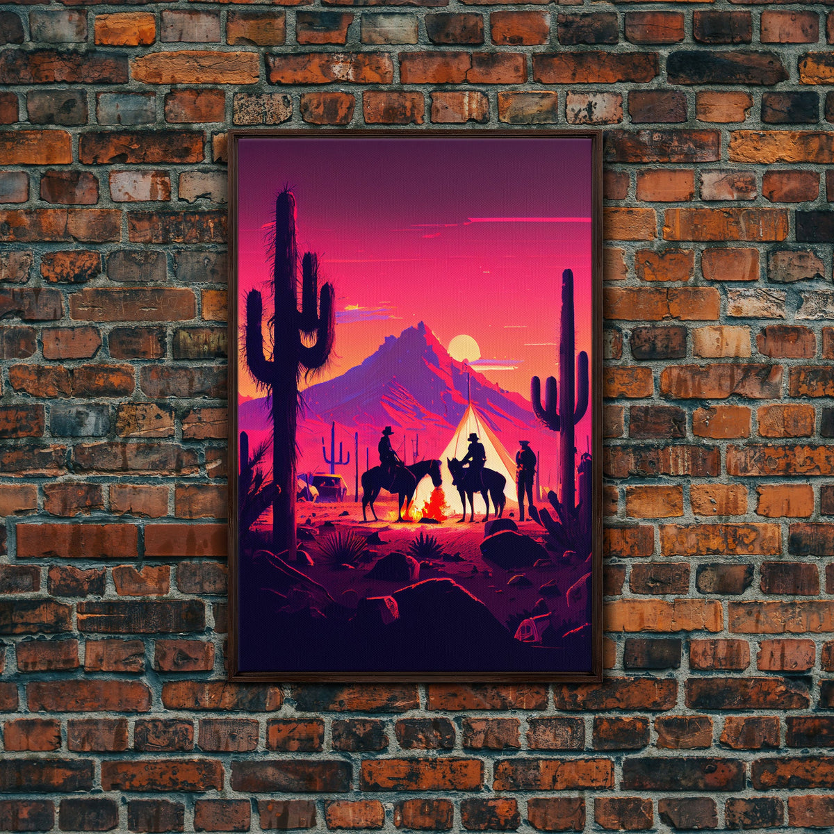 Wild West Outlaw decor, camping in the Arizona desert, Cactus art, fra
