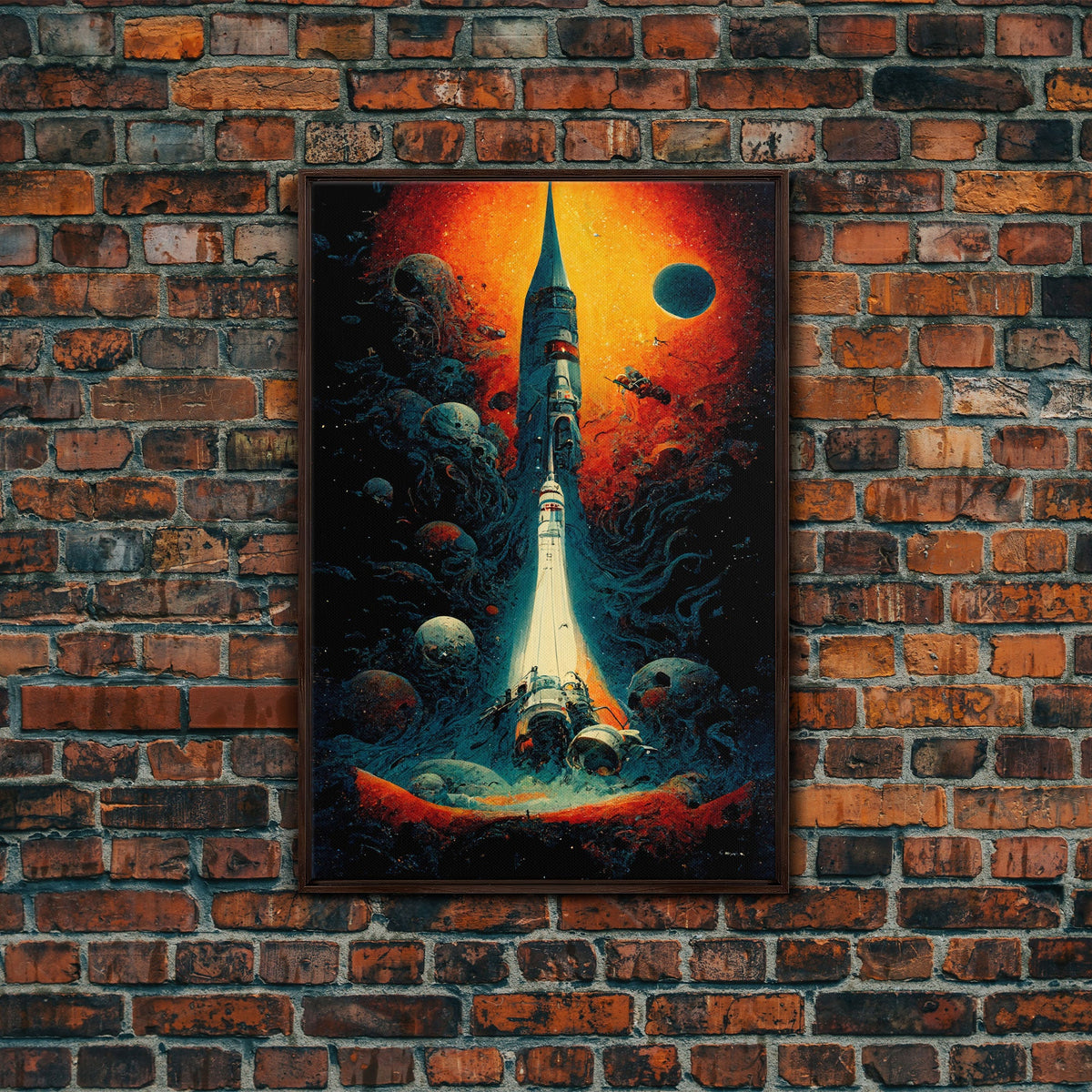 Cosmic Horror Space Exploration Poster Canvas Print, Scifi Wall Art, r