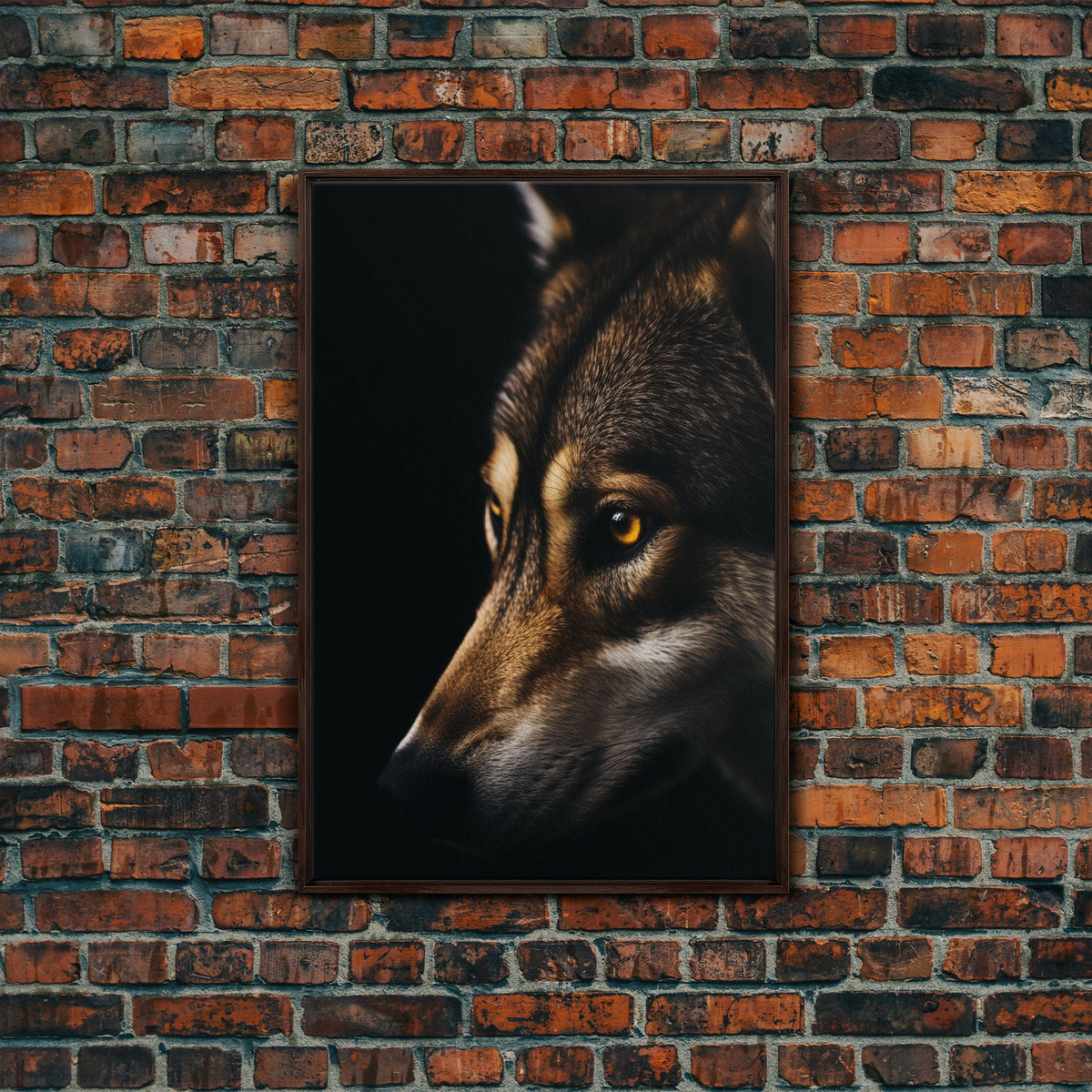 Animal Prints, Timber Wolf, Portrait Of A Wolf, Framed Canvas Print, W