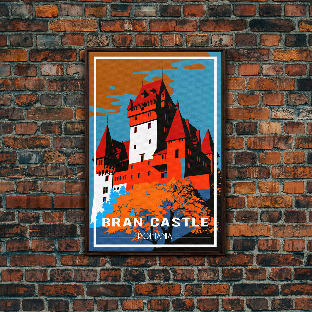 Romania Poster, Bran Castle, Romanian Art, Europe, Travel Wall Print,