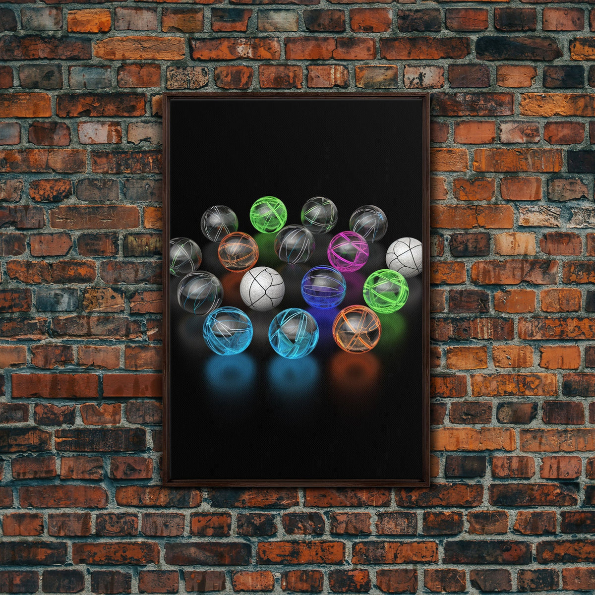 Neon Glass Marbles Wall Decor, Colorful Marbles, 3D Art, Vibrant Art,