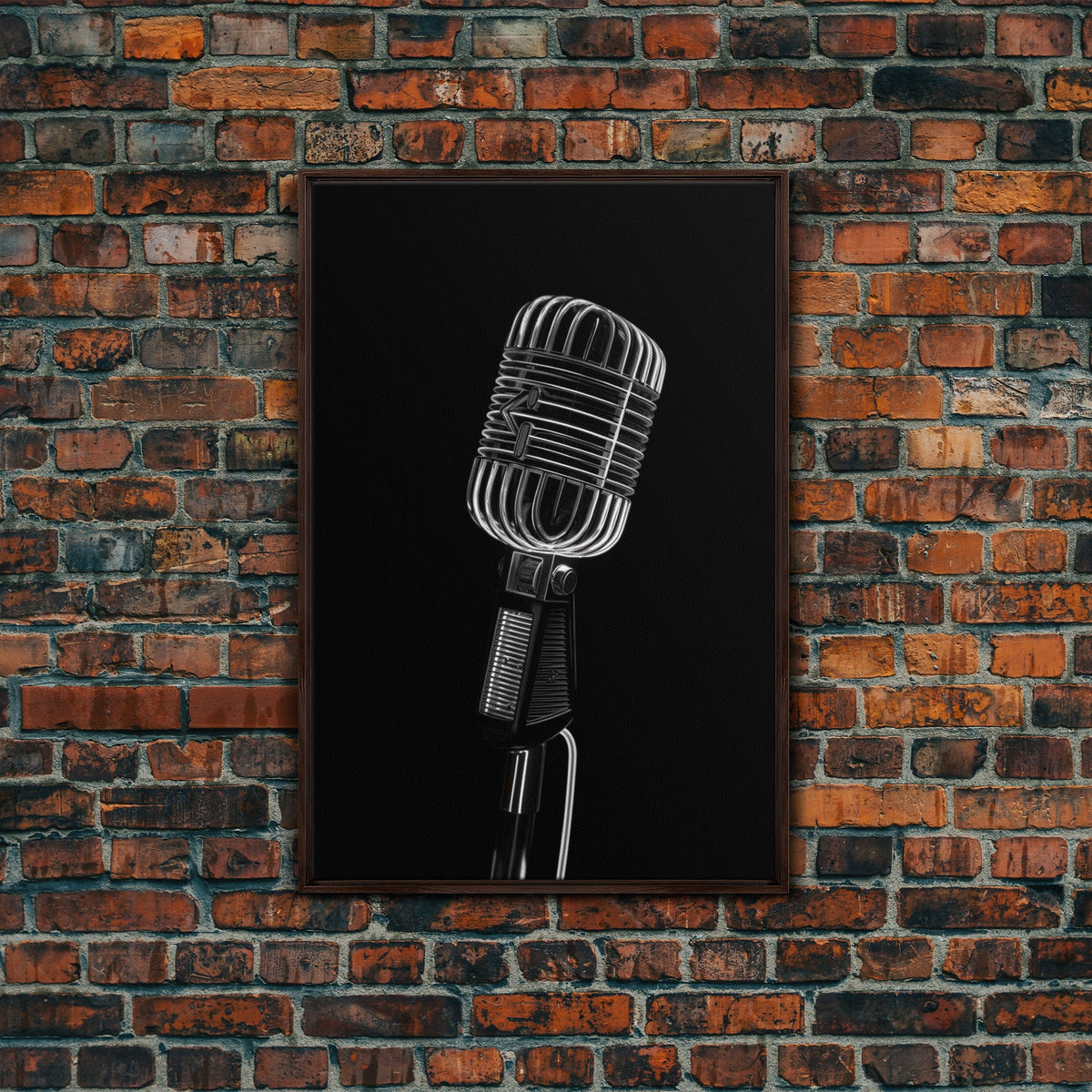 Silver Retro Microphone Wall Art, Mic Wall Art, Music Room Wall Art, M