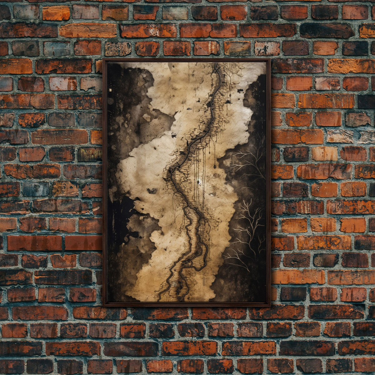 Map Wall Art, Abstract Wall Decor, Brown Abstract Art, Geography Wall