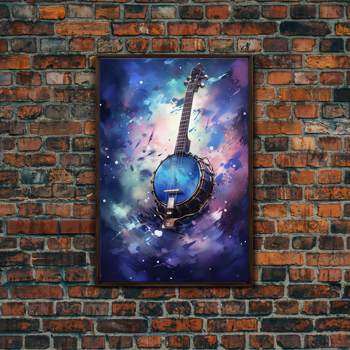 Galaxy Banjo Gift, Banjo Wall Art Canvas Print, Country Music Art, Gui