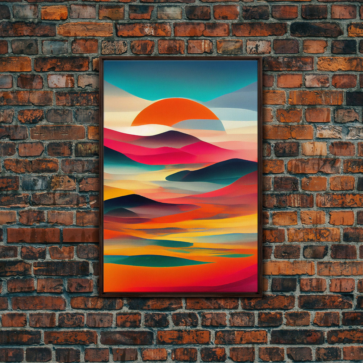 Midcentury modern style clouds and sunset, Art Deco style sunrise, can