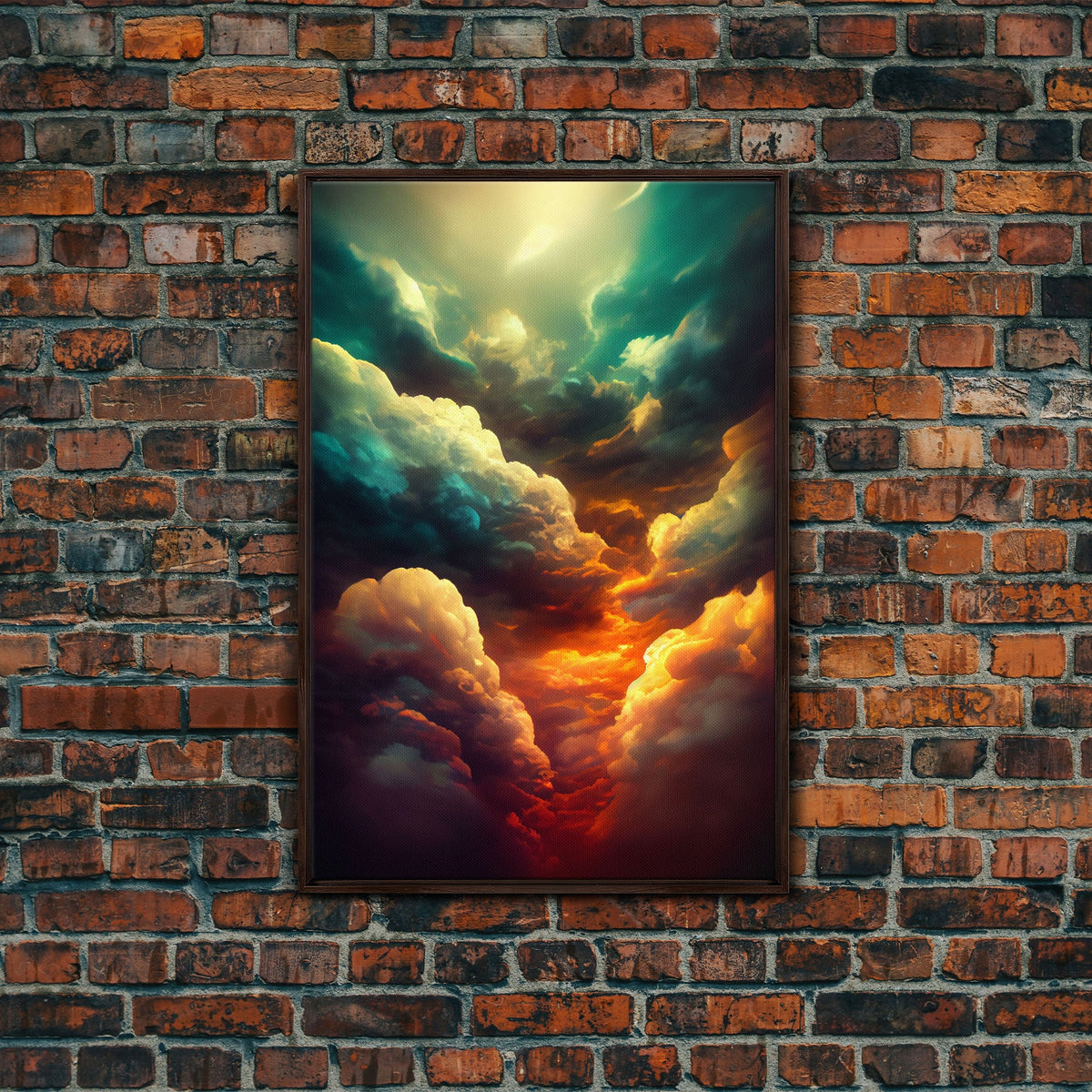 Watercolor painting canvas print of a thunder storm, gloomy wall art,