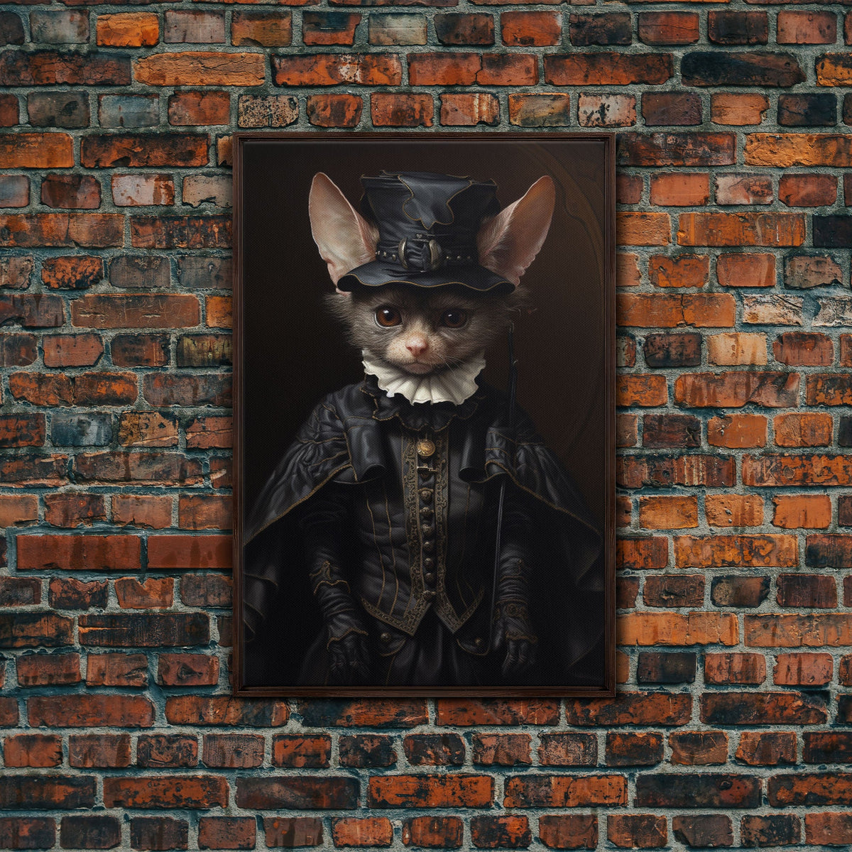 Cute Vampire Bat Painting, Vintage Canvas, Art Canvas Print, Dark Acad