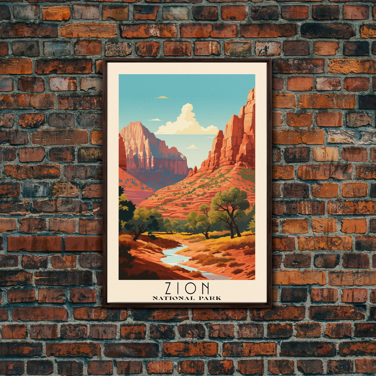 Zion National Park Utah Travel Art, National Park Print, Minimalist Tr