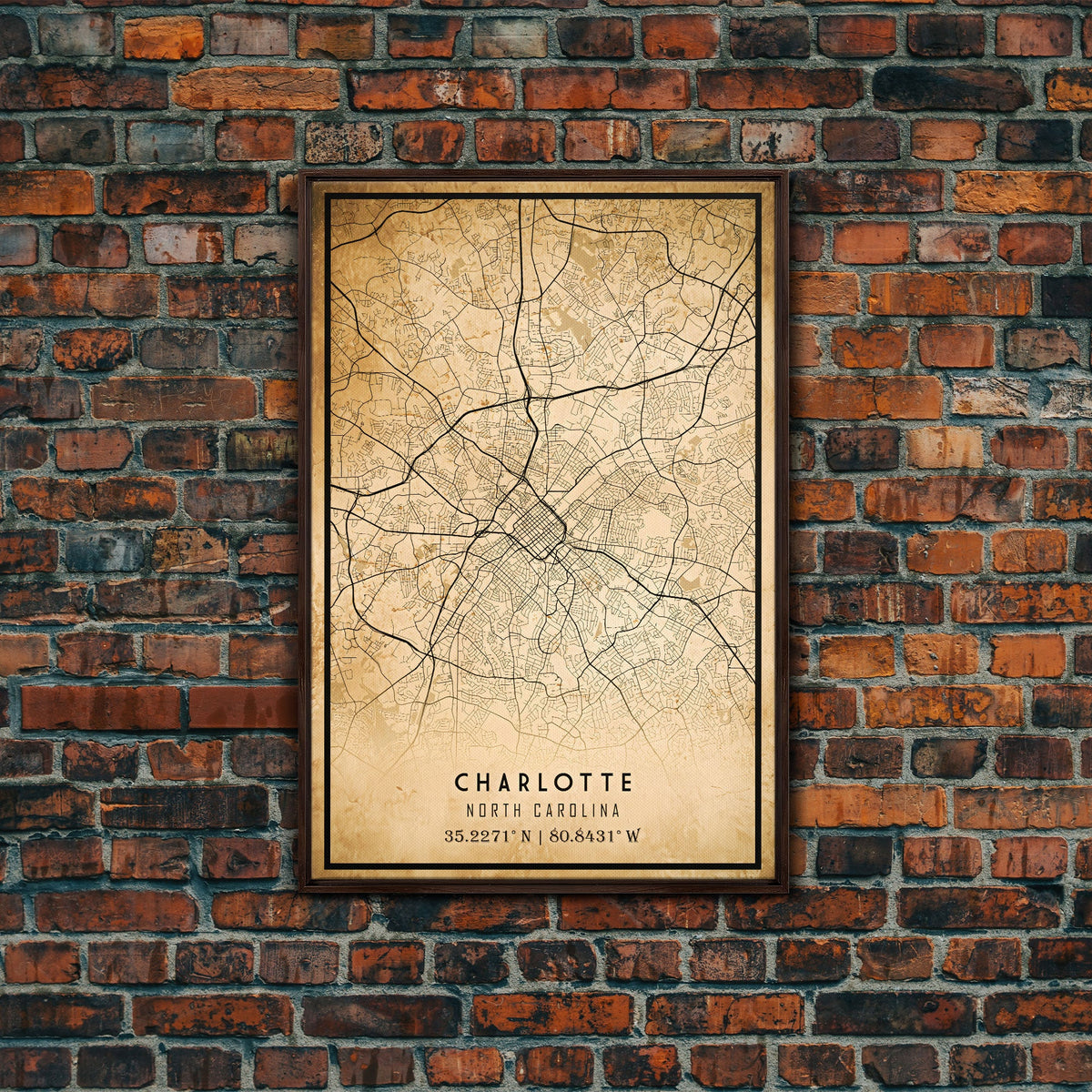 Charlotte Map Poster Or Canvas Print, Charlotte NC Map Print, Charlott