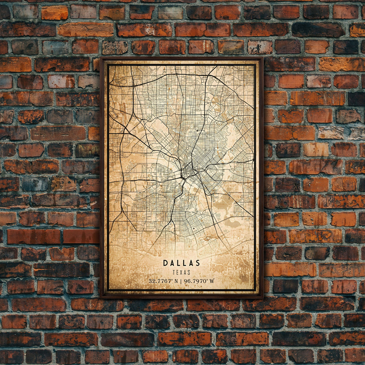 Dallas Map Canvas Print, Texas Map Print, Texas Wall Art, Dallas Map P
