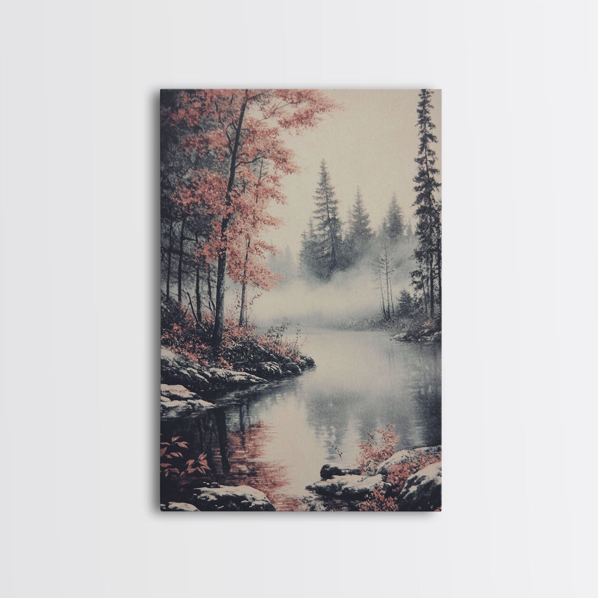 Canvas Print of Serene Winter Landscape with Snow and Bare Trees, Wint