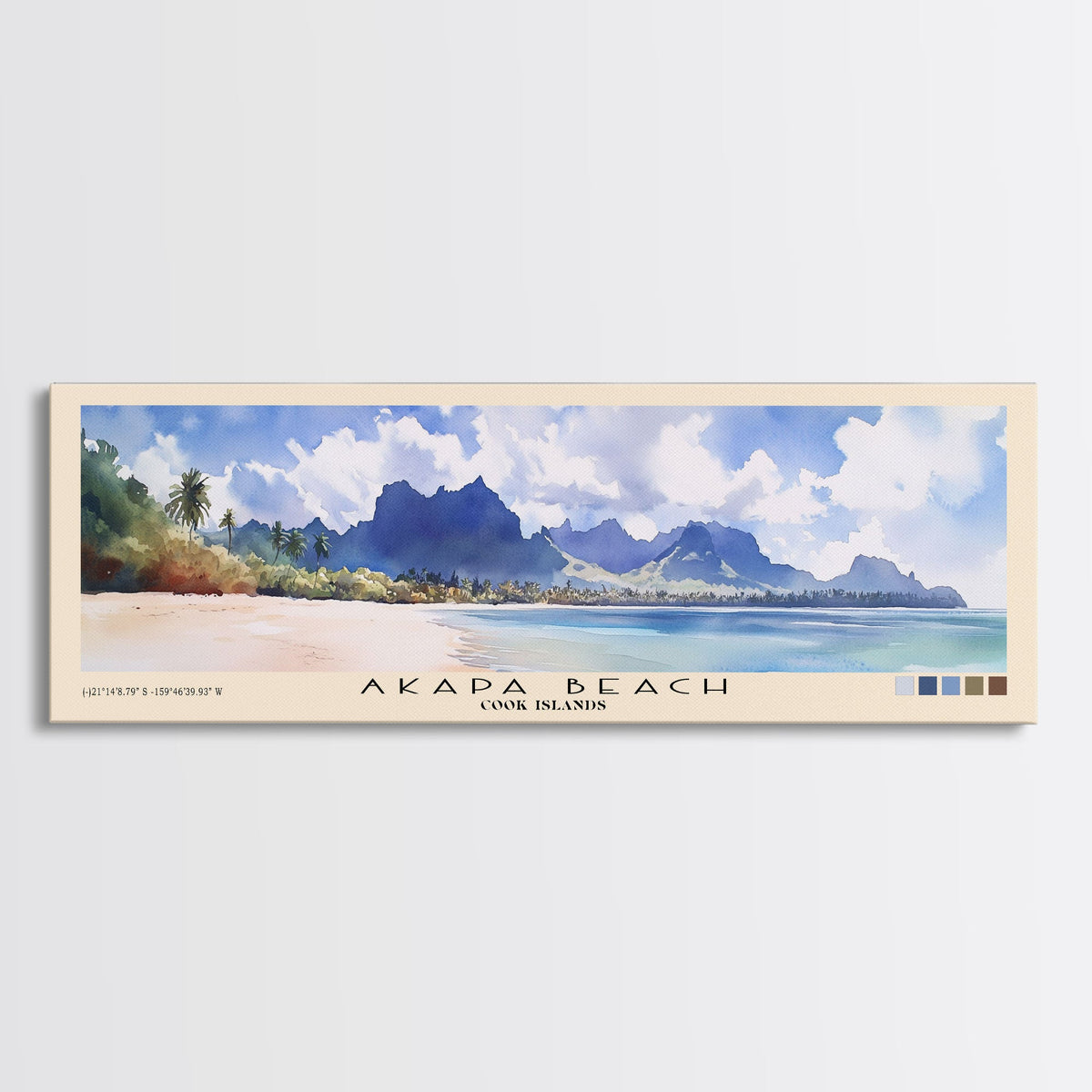 Akapa Beach, Cook Islands Watercolor Print, Vacation Gift, Cook Island