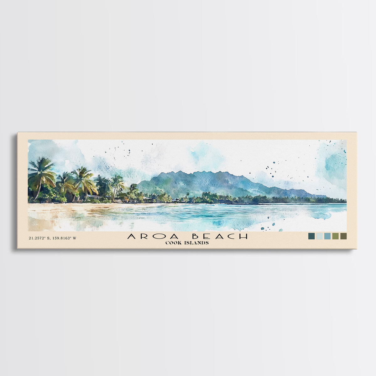 Aroa Beach, Cook Islands Watercolor Print, Vacation Gift, Cook Islands